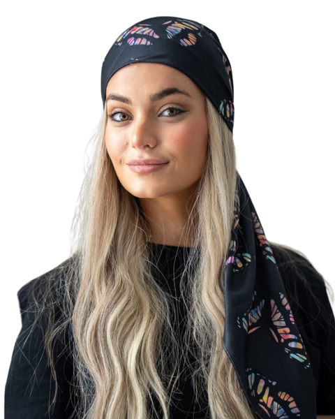 Tie Ur Knot Dark Bloom Adjustable Pre-Tied Bandanna with Full Non Slip ...