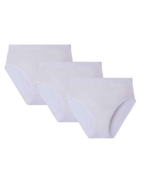 MU-1012 White Ribbed Cotton Briefs 3 Pk – myselflingerie.com