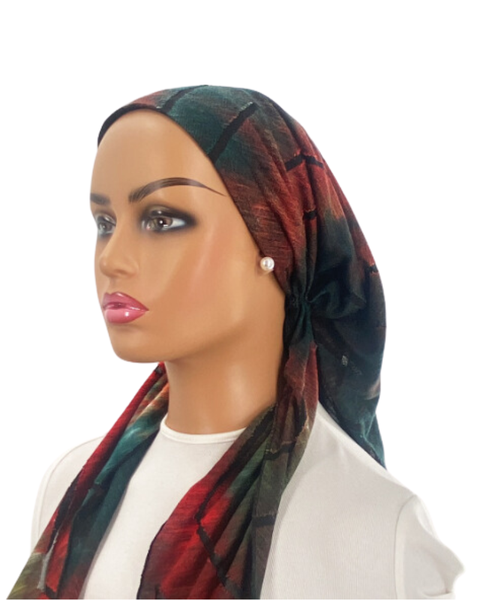 IT2401-25 Multi Color Waves Israeli Style Long Tails Pre-Tied Bandanna ...