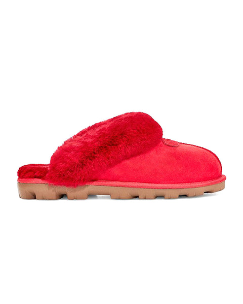 UGG 5125 Ribbon Red Coquette Clog Suede Sippers with Fur Trim ...