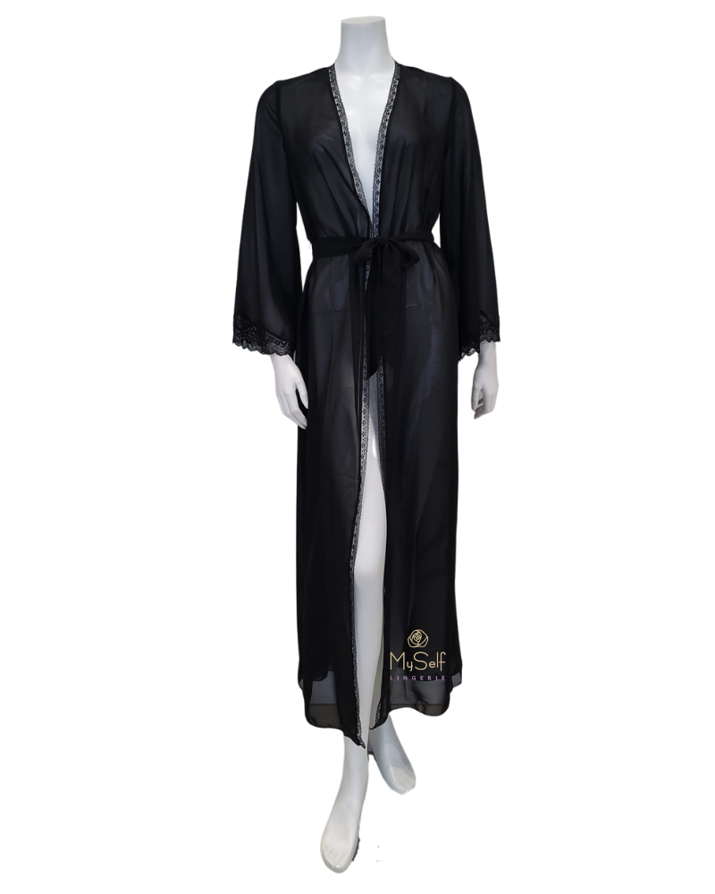 ROBE3 Black Sheer Classic Organza Robe – myselflingerie.com