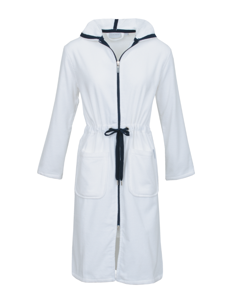 Carl Ross 36410 White/ Night Blue Trimmed Zippered Extra Long Bathrobe ...